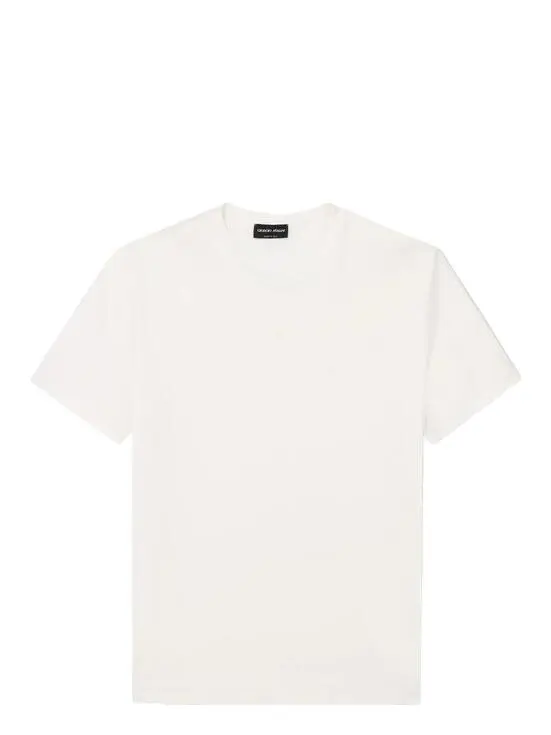 Giorgio Armani Cotton-interlock T-shirt With Embroidered Logo - White