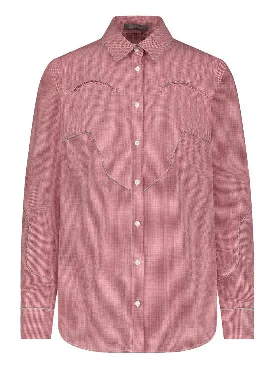 Lela Rose Checked Poplin Ranch Shirt - White