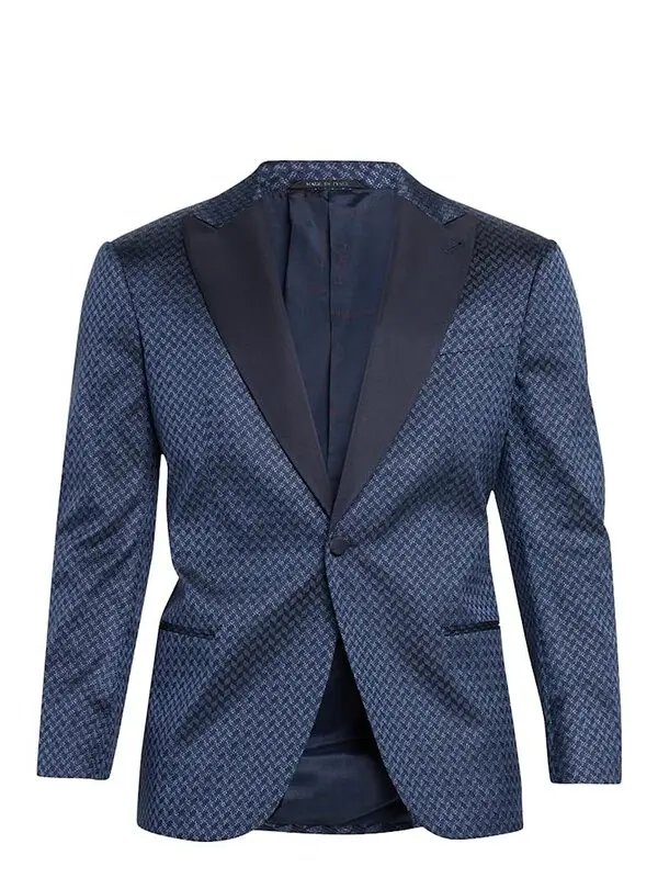 Giorgio Armani Silk Jacquard Blazer - Solid Dark Blue