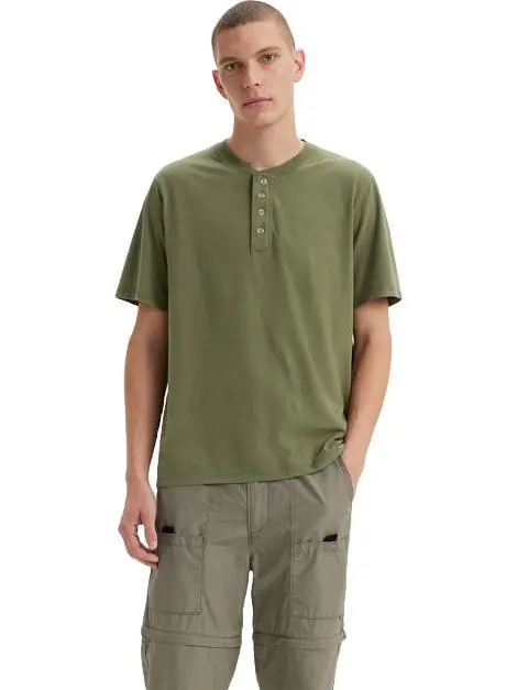 LEVI'S Short Sleeve Four Button Henley - Bluish Olive