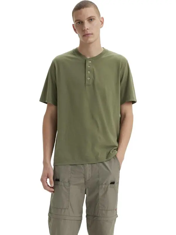 LEVI'S Short Sleeve Four Button Henley - Bluish Olive
