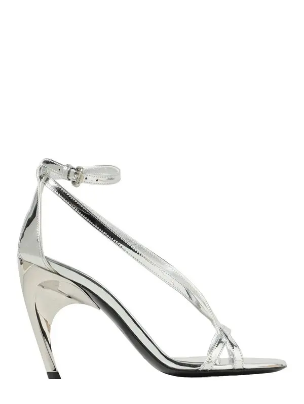 Alexander McQueen Metallic Heeled Sandals - Silver