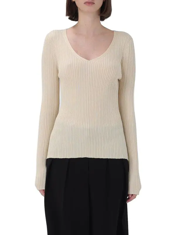Theory Ribbed V-neck Sweater - Ecru