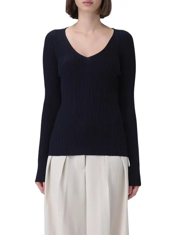 Theory Ribbed V-neck Sweater - Navy