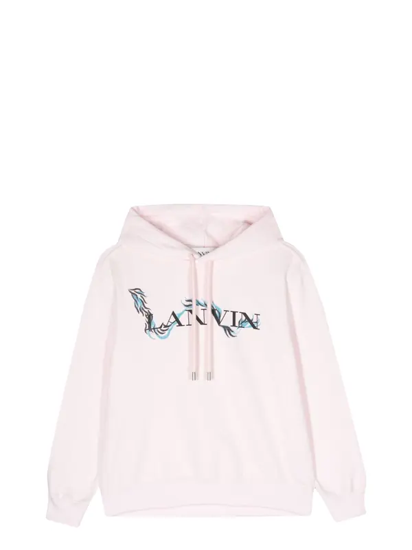 LANVIN Logo-print Cotton Hoodie - Pink
