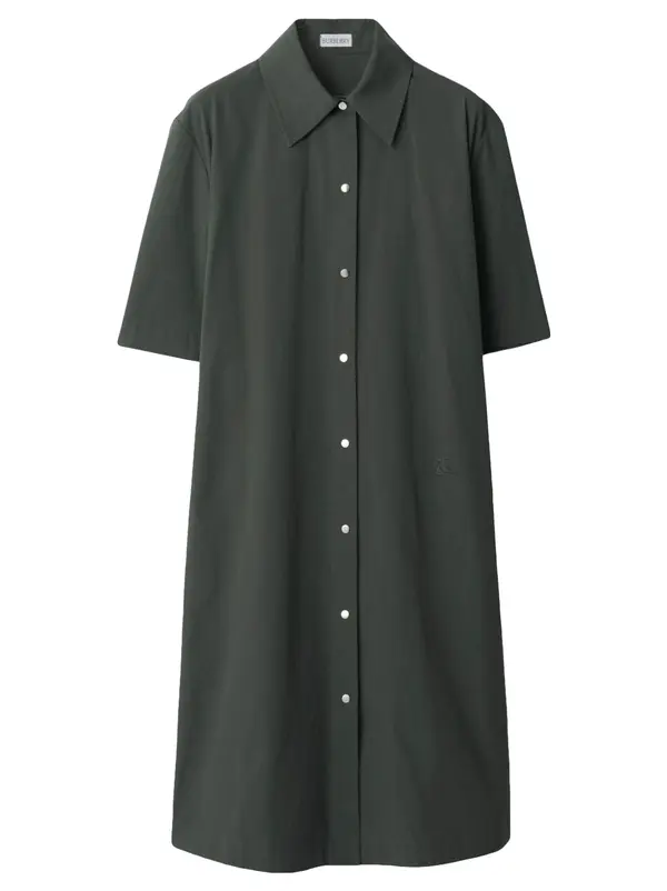 Burberry Straight-point Collar Cotton-blend Dress - Green