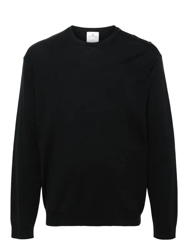 COURREGES Button-fastening Shoulder Fine-knit Jumper - Black