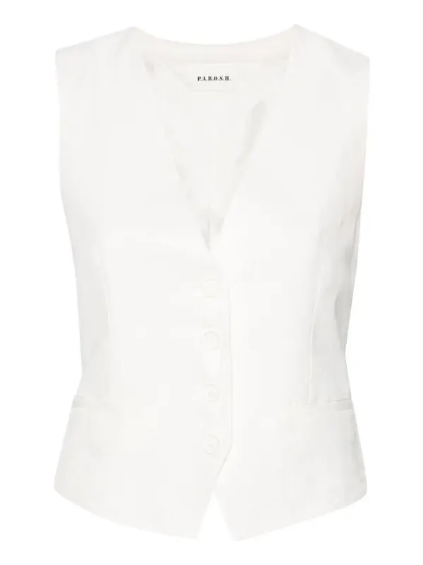 P.a.r.o.s.h Textured-finish V-neck Waistcoat - Neutrals