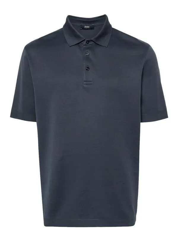 Herno Knitted Cotton Polo Shirt - Blue