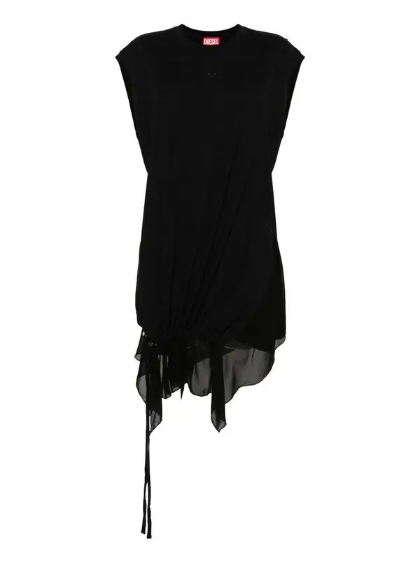 DIESEL Asymmetric T-shirt Dress - Black