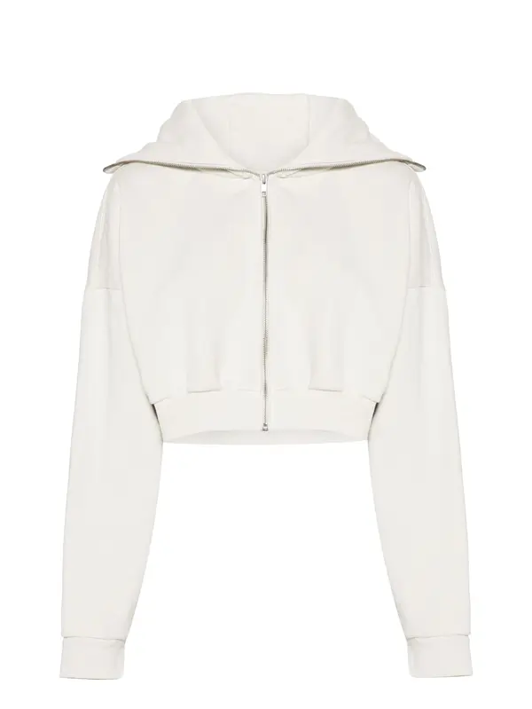 ENTIRE STUDIOS Cropped Zipped Hoodie - Neutrals