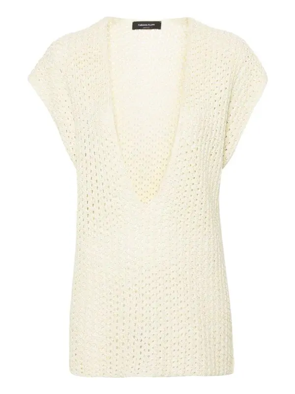 Fabiana Filippi V-neck Open-knit Top - Yellow