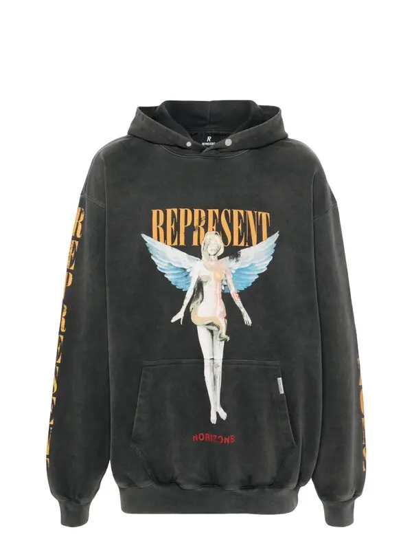 REPRESENT Reborn Graphic-print Hoodie - Grey