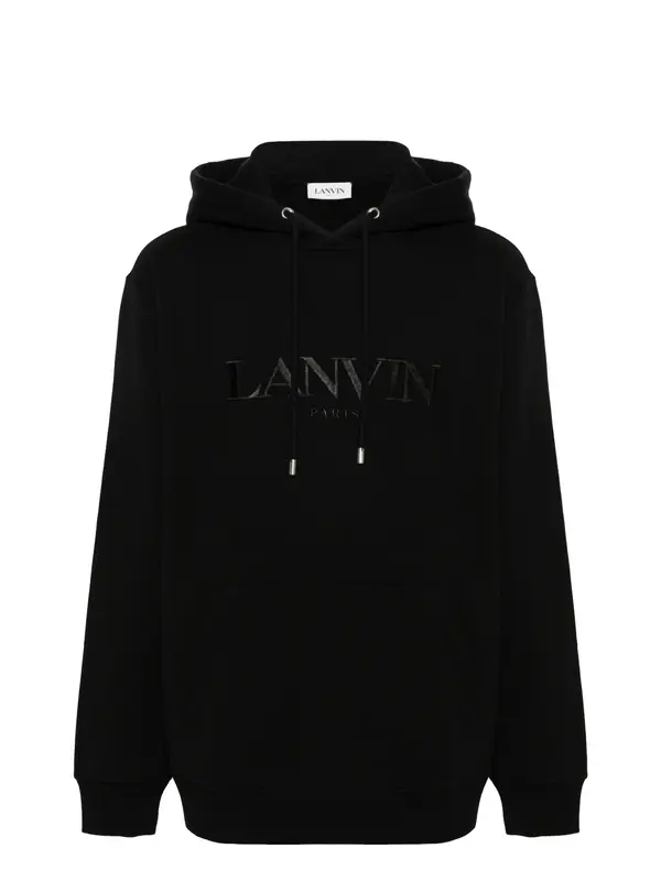 LANVIN Cotton Embroidered-logo Hoodie - Black