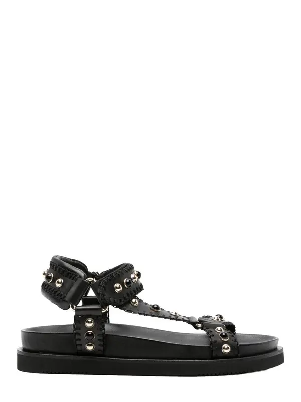 Ash Utopia Studded Leather Sandals - Black