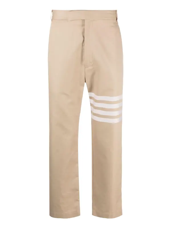 Thom Browne 4-bar Cotton Straight-leg Trousers - Neutrals