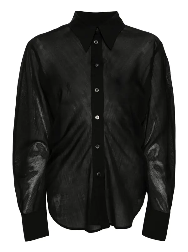 Lvir Semi-sheer Wool Blend Shirt - Black