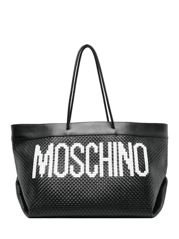 Moschino Interwoven Leather Tote Bag - Black