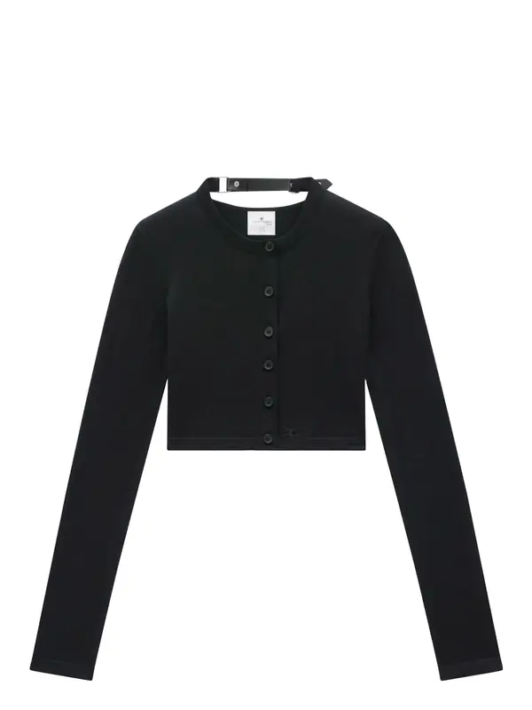 COURREGES Cropped Fine-knit Cardigan - Black