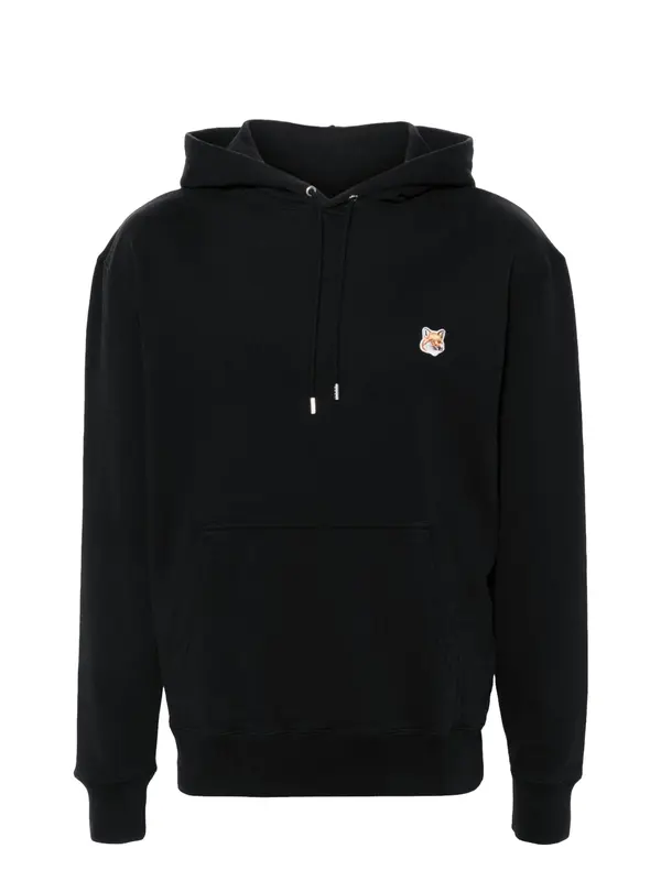 Maison Kitsuné Fox-motif Cotton Hoodie - Black