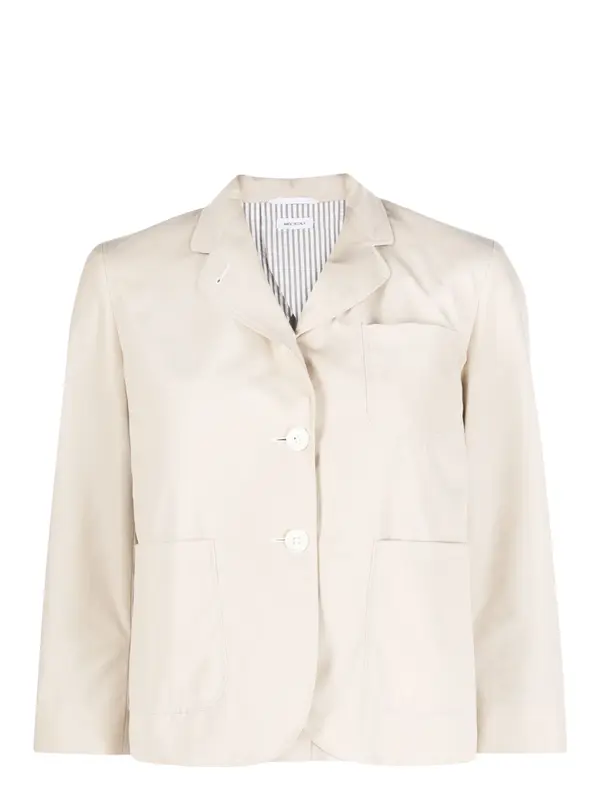 Thom Browne Rounded-collar Single-breasted Blazer - Neutrals