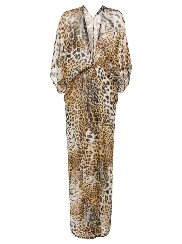 Roberto Cavalli Leopard-print Silk Dress - Neutrals