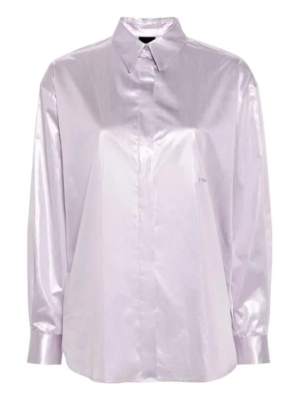 Pinko Logo-embroidered Metallic Shirt - Purple
