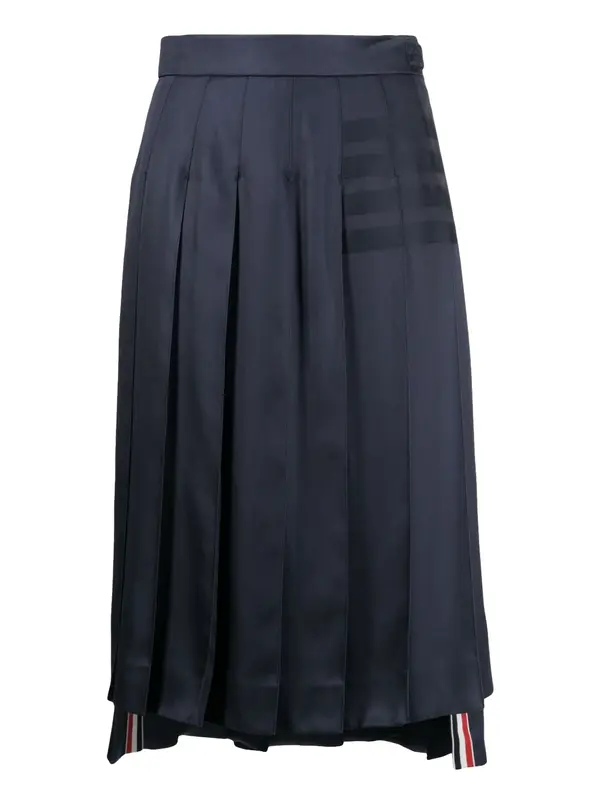 Thom Browne Pleated Silk Midi Skirt - Blue