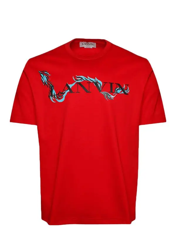LANVIN Logo-print Cotton T-shirt - Red