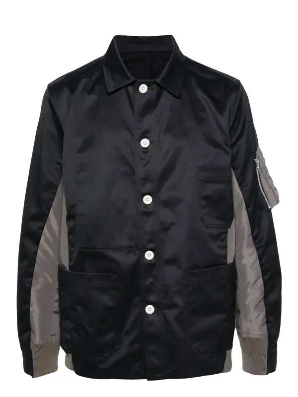 Sacai Spread-collar Panelled Shirt Jacket - Blue