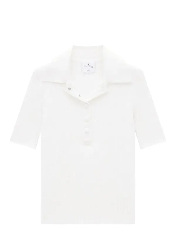 COURREGES Ac Ribbed-knit Polo Shirt - White