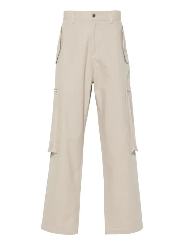 REPRESENT Cotton Trousers With Embroidered Logo - Neutrals