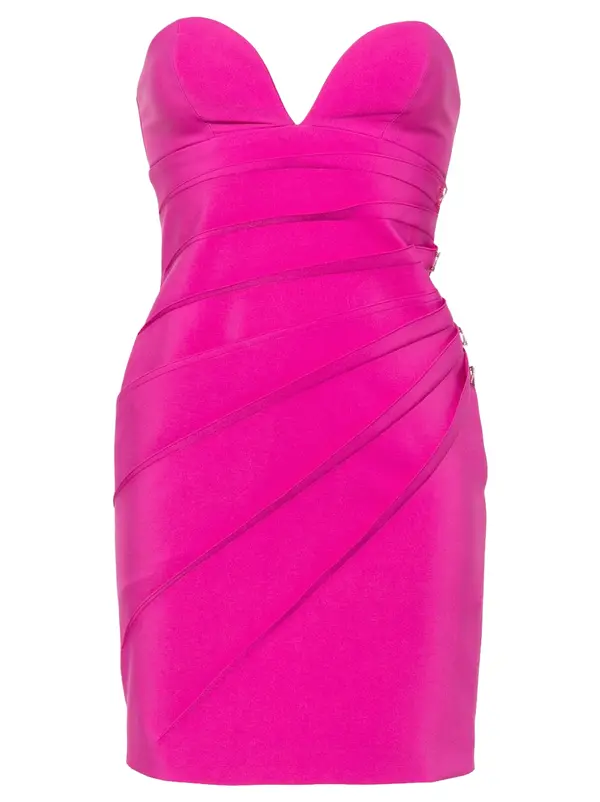 GENNY Strapless Pleat-detail Minidress - Pink