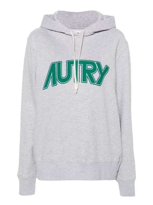 AUTRY Logo-print Mélange Hoodie - Grey