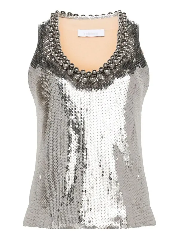 Rabanne Sequin-embellished Top - Silver