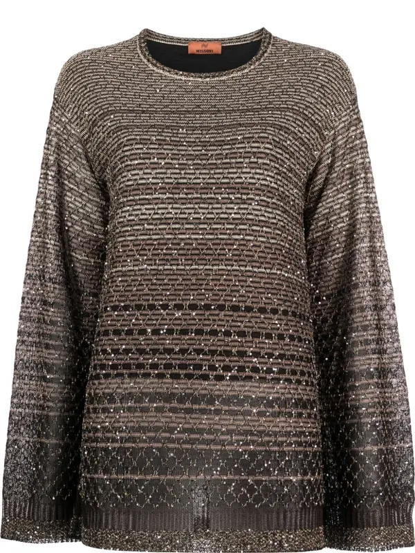 Missoni Sequin-embellished Striped Jumper - Black
