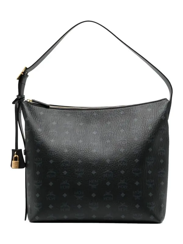 Mcm Large Aren Visetos-print Shoulder Bag - Black