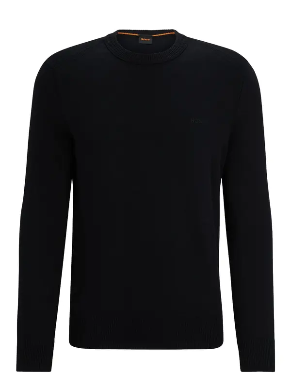BOSS Logo-embroidered Ribbed Jumper - Black