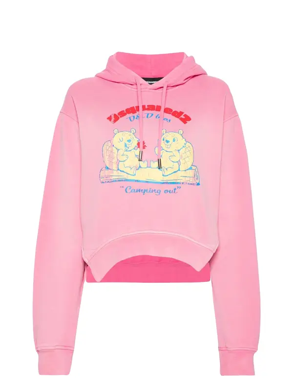 Dsquared2 Graphic-print Cropped Hoodie - Pink