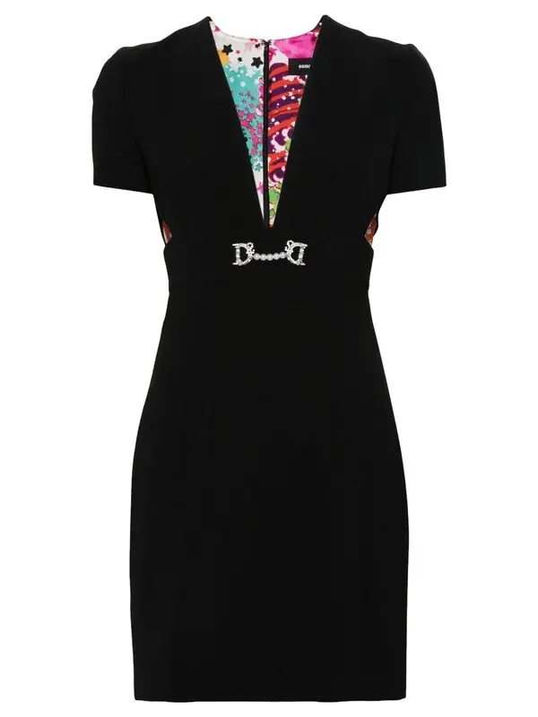 Dsquared2 Logo-plaque Cutout-detail Dress - Black