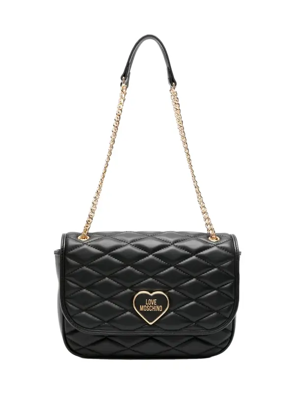 Moschino Logo-lettering Matelassé Shoulder Bag - Black