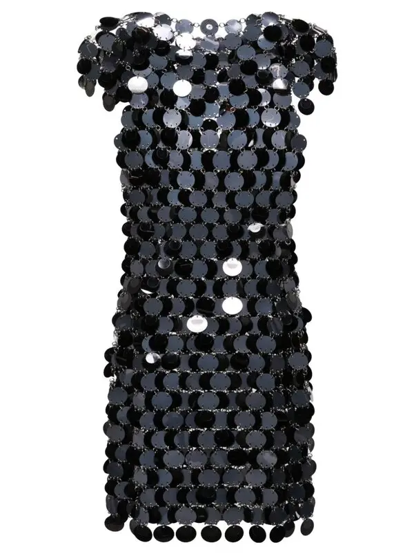 Rabanne Sequinned Chainmail Mini Dress - Black