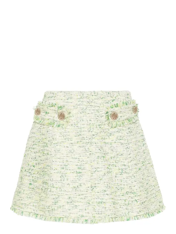Liu Jo Frayed-detail Bouclé Miniskirt - Green