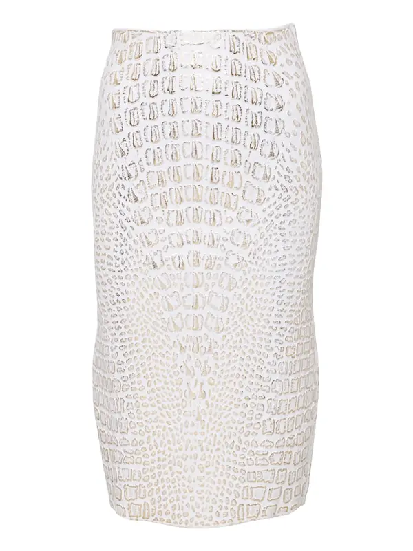 Alaïa High-rise Snake-print Pencil Skirt - White