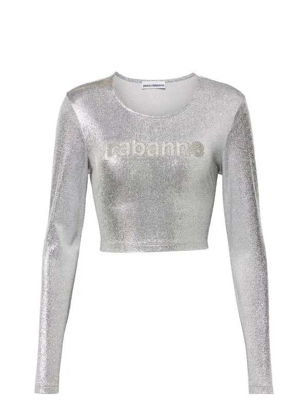 Rabanne Cropped Long-sleeve Top - Silver