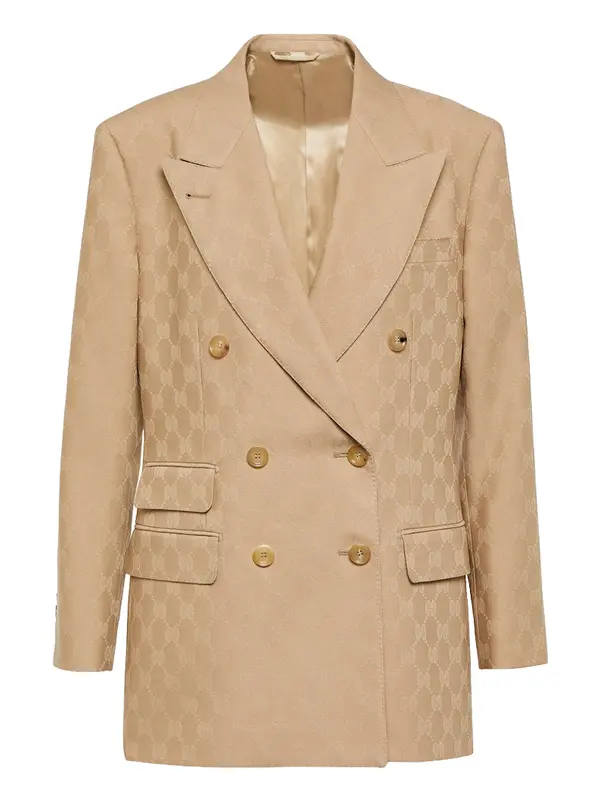 Gucci Gg Wool Jacquard Blazer - Beige