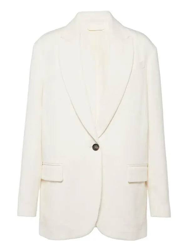 Brunello Cucinelli Herringbone Blazer - White