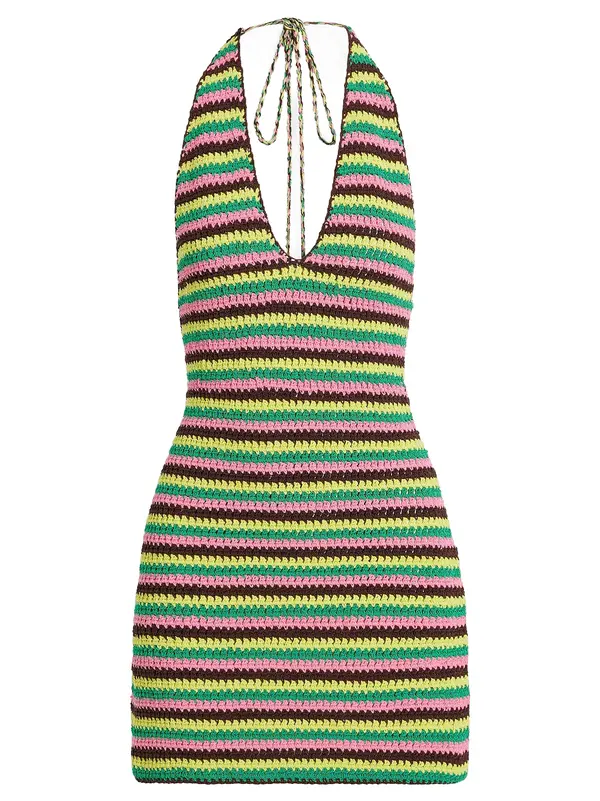 FRAME Julia Sarr-jamois Crocheted Halterneck Mini Dress - Yellow