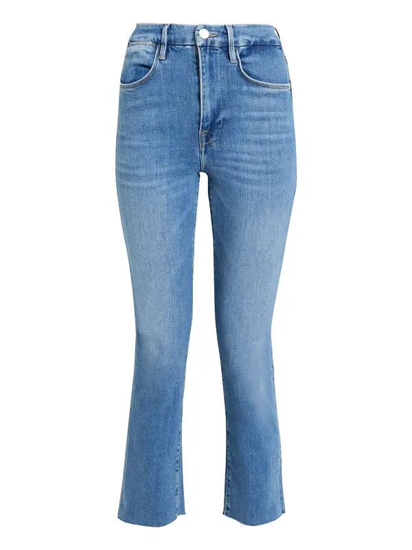 FRAME Le Super High Cropped Straight-leg Jeans - Mid Denim