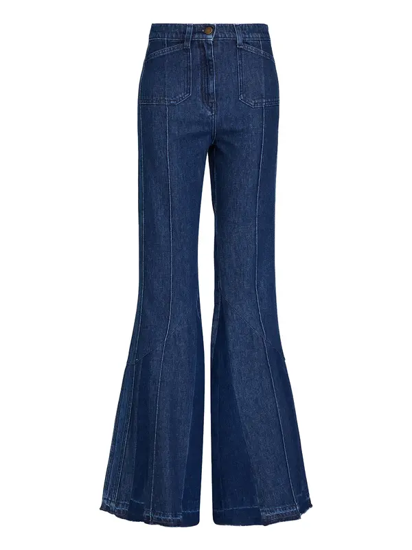 E.L.V. DENIM The 1970s High-rise Flared Jeans - Mid Denim